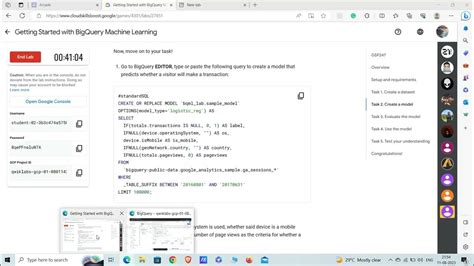getting started with bigquery machine learning gsp247 youtube