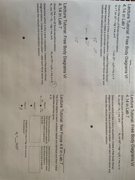 Solved Name OUT Lecture Tutorial Free Body Diagrams VI Chegg