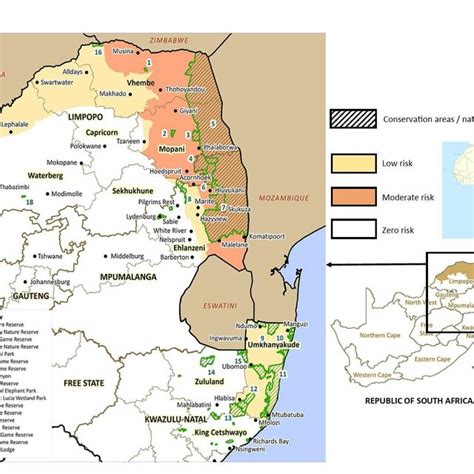 Malaria Risk Map For South Africa By Endemic Province And Download Scientific Diagram