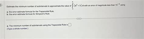solved estimate the minimum number of subintervals to