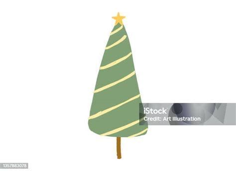 손으로 그린 브러시 스트로크 크리스마스 트리 와 별 은 Png 또는 투명 한 배경에 격리 새해 생일 및 고급 카드에 대한 그래픽 리소스 벡터 일러스트레이션 12월에 대한