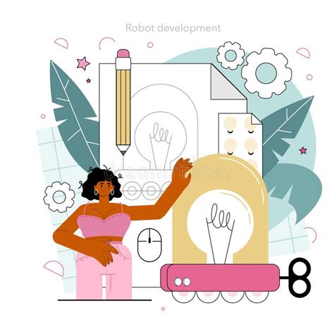 Cyber Engineering Concept Robotics Constructing Developing And Setting Stock Vector