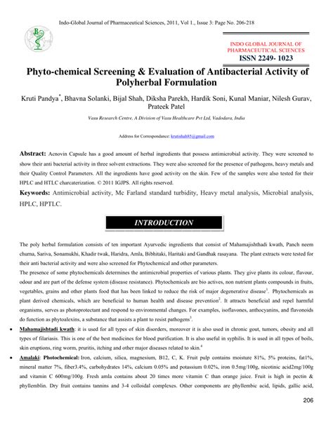 Pdf Phyto Chemical Screening And Evaluation Of Antibacterial Activity