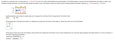solved an electron is projected with an initial speed v0