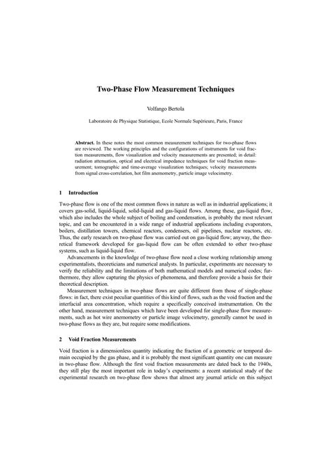 Pdf Two Phase Flow Measurement Techniques