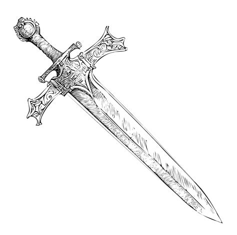 Premium Vector Vintage Sword Sketch Hand Drawn Vector Illustration