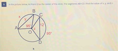 s in the picture below let point o be the center of the circle the