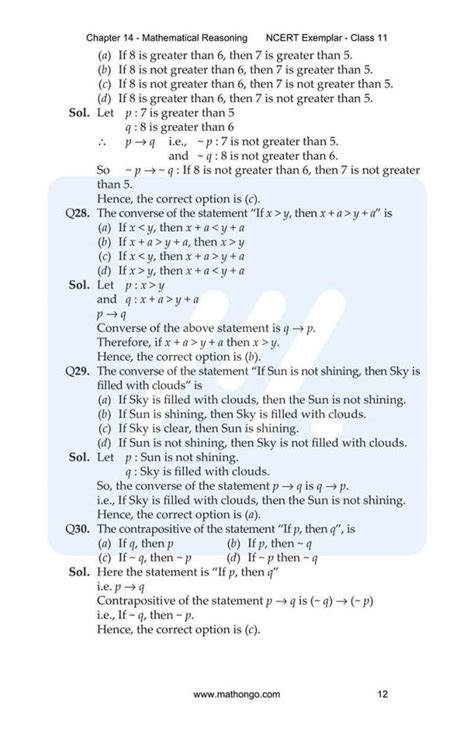 Ncert Exemplar For Class 11 Maths Chapter 14 Mathongo