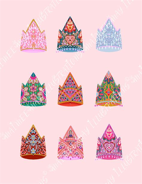 Princess Hat Hmong Girl Illustration Wall Art By Maimee May
