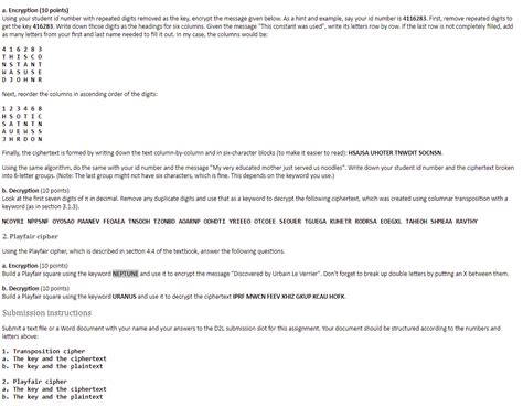 Solved A Encryption Points Using Your Student Id Chegg