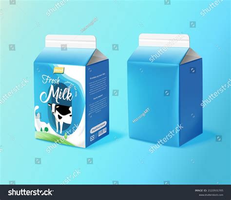 Fresh Milk Packaging Carton Design Mock Up Stock Vector Royalty Free