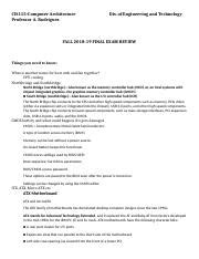 CIS Final Exam Review Fall Docx CIS Computer Architecture Professor A Rodriguez