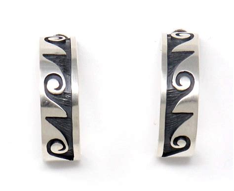 Hopi Clouds And Water Hoop Earrings Indian Traders L7 Enterprises