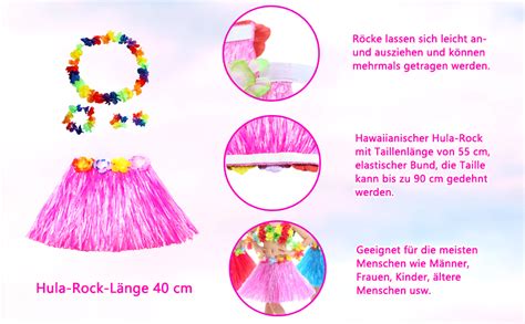 Duoyif Hawaii Rock Mit Blumenkette Hawaiian Hula Rock Für Damen Männer Hawaii Outfit Party