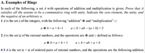 solved a examples of ring s in each of the following a set