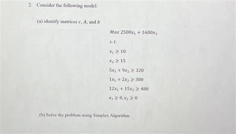 Solved Consider The Following Model A Identify Chegg