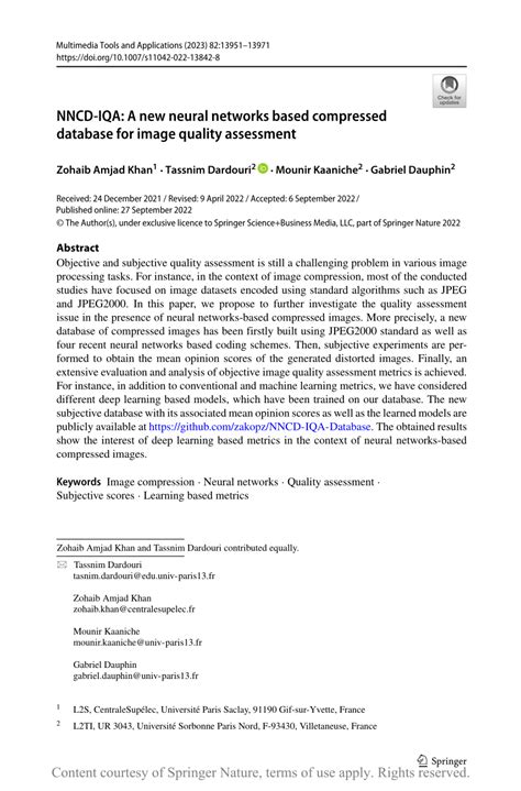 Nncd Iqa A New Neural Networks Based Compressed Database For Image