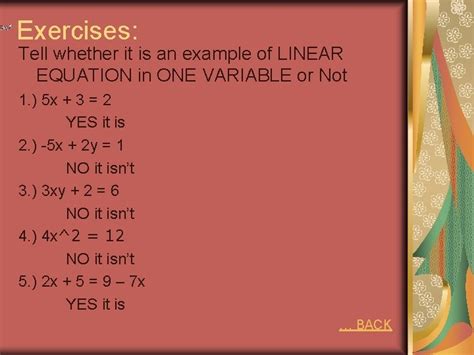 LINEAR EQUATION In One Variable A Linear Equation
