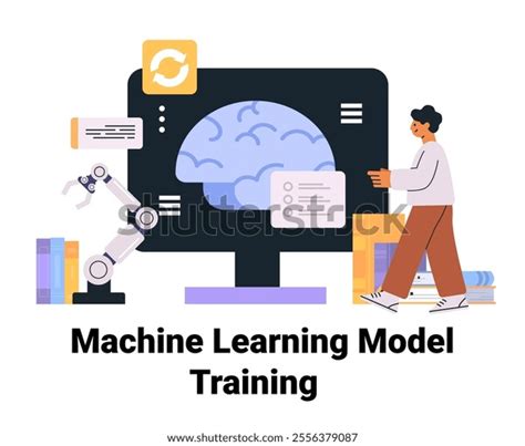 Machine Learning Model Training Concept Robot Stock Vector Royalty
