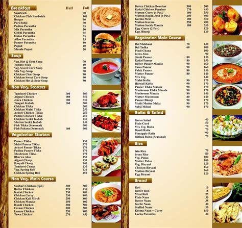 Menu At The Ginger Farukh Nagar