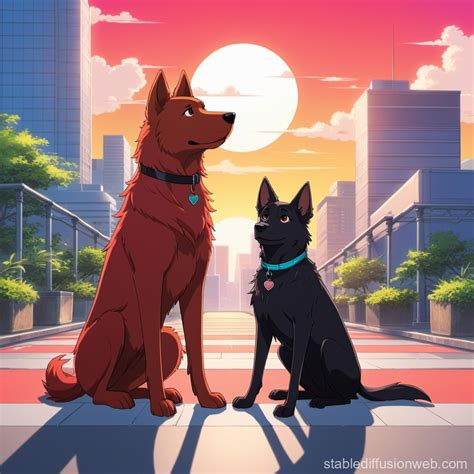 Two Dogs in Morning Light | Stable Diffusion Online
