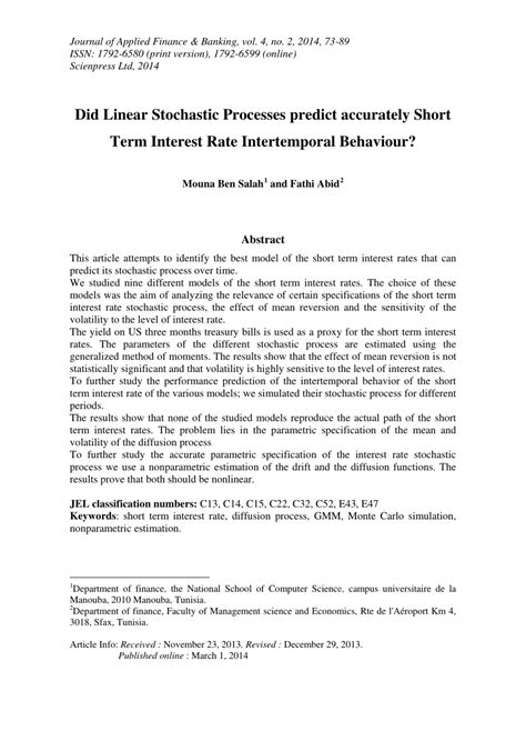 Pdf Did Linear Stochastic Processes Predict Accurately Short Term
