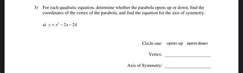 solved for each quadratic equation determine whether the