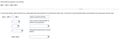 Solved Verify That The Equation Is An Identity CSC X Sin X Chegg Com