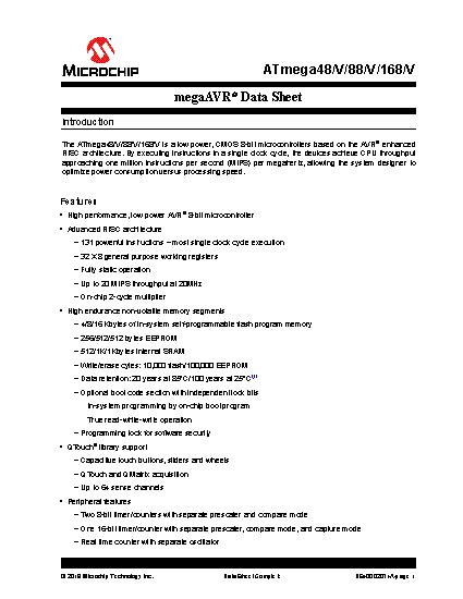ATmega168 Datasheet Newer Device Available ATMEGA168A The High Performance