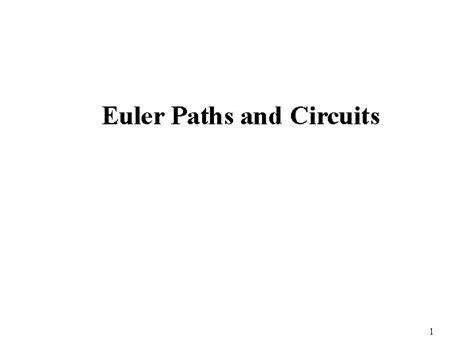 Euler Paths And Circuits The Bridges Of