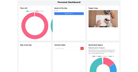 Personal Dashboard Free React Tailwind Component