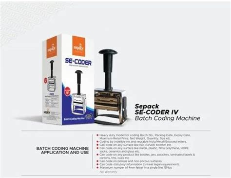 Sepack Manual Batch Coding Machine Model Namenumber Se Coder At Rs 2100 In Hyderabad