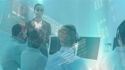 Data Processing And A Screen Showing A Map Of The World Stock Footage