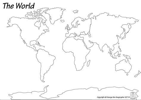 World Map Continents Outline Rusere