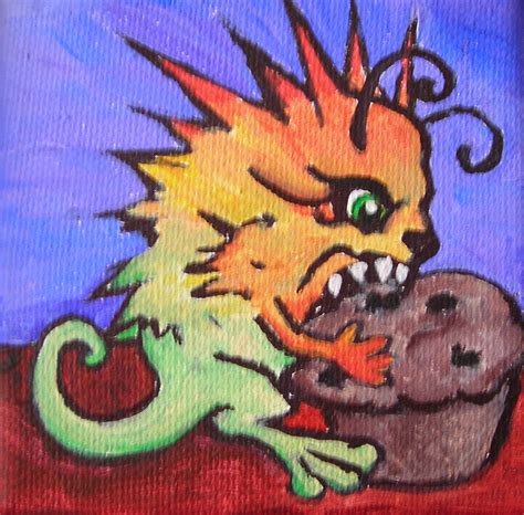 Muffin Monster Part Of A Series Of 4 X 4 Acrylic Paintin Flickr