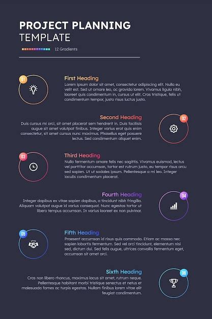 premium vector process workflow 6 steps modern design template for