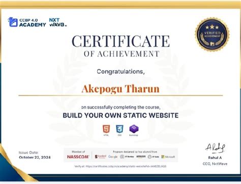 Akepogu Tharun On Linkedin Last Post Course Complition Certificate