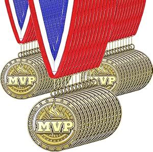 36 Pcs Mvp Victory Torch Award Medals With Neck Ribbons Bulk Gold