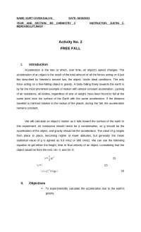 Lab Report In Physics Free Fall Lab Reports Physics Docsity