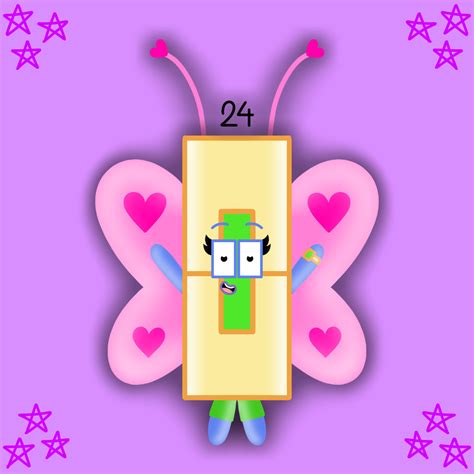 Numberblock 24 With Beautiful Pink Heart Butterfly Wings Fandom