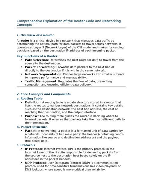 comprehensive explanation of the router code and networking concepts