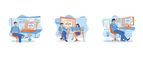 Un Masculino Diseñador Es Desarrollando Programación Y Codificación