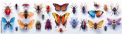 Create A Lively Poster Showcasing Different Types Of Insects Including