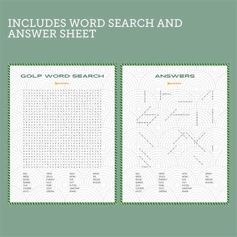 Printable Golf Word Search Party Game Pdf Etsy
