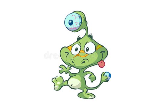 Piccolo Straniero Verde Sveglio Illustrazione Di Stock Illustrazione Di Esterno Mostro 13251352