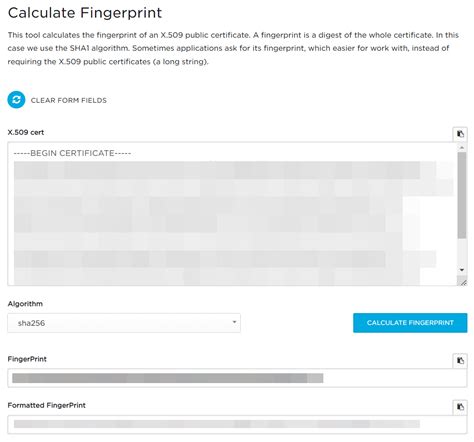 retrieving sha256 thumbprint fingerprint for saml sso certificates