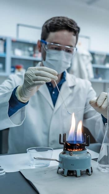 Scientist Sterilizing Inoculation Loop At Laboratory Premium Ai Generated Image