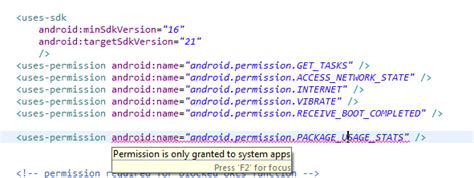 Error In Manifest Xml When Adding PACKAGE USAGE STATS Android Lollipop Stack Overflow