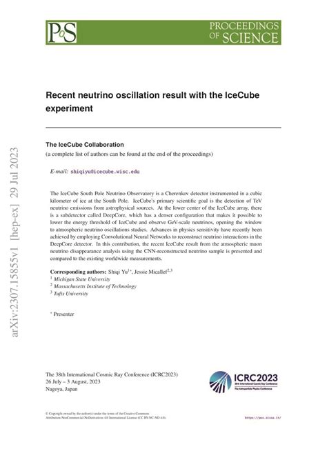 Recent Neutrino Oscillation Result With The Icecube Experiment Deepai