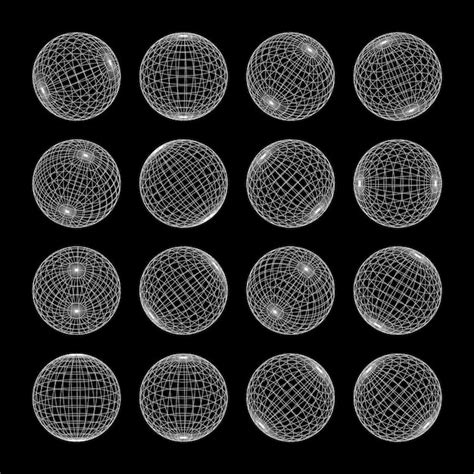 Premium Vector Wireframe Shapes Lined Sphere Perspective Mesh D Grid Low Poly Geometric